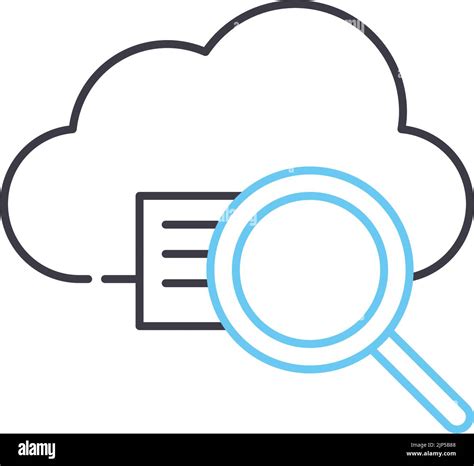 Cloud Data Search Line Icon Outline Symbol Vector Illustration