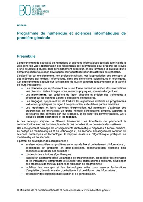 Programme ère NSI Python Lycée