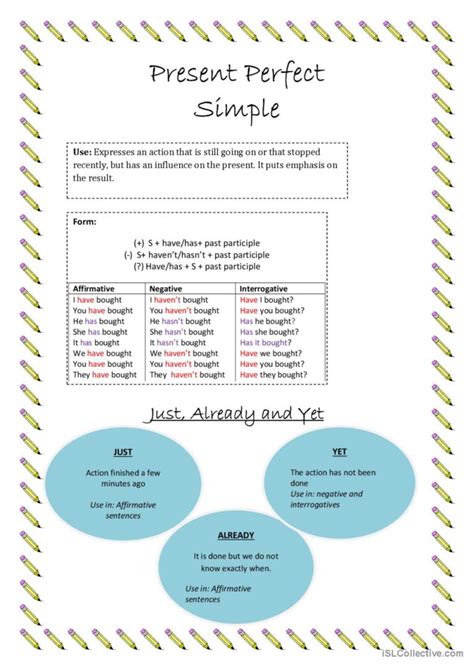 Present Perfect Simple English Esl Worksheets Pdf And Doc