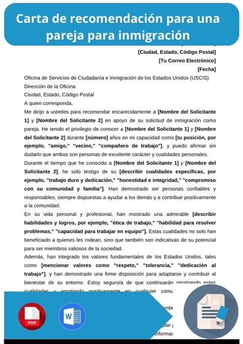 Carta De Apoyo Para Inmigracion Ejemplo