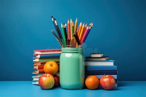 Organized School Supplies On Table Generate Ai Stock Image Image Of