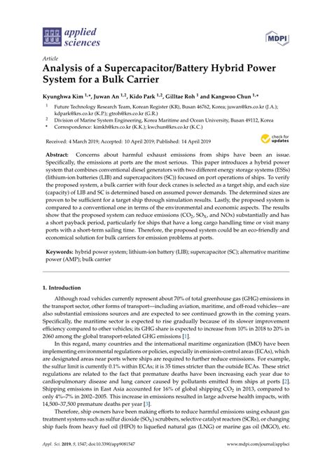 Pdf Analysis Of A Supercapacitor Battery Hybrid Power System For A Bulk Carrier