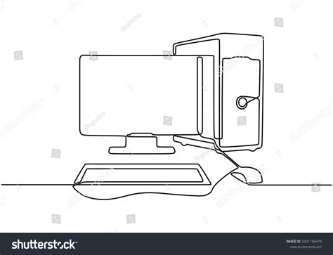 Computer Continuous Line Drawing Cpu Monitor Stock Vector Royalty Free 1601156479 Shutterstock