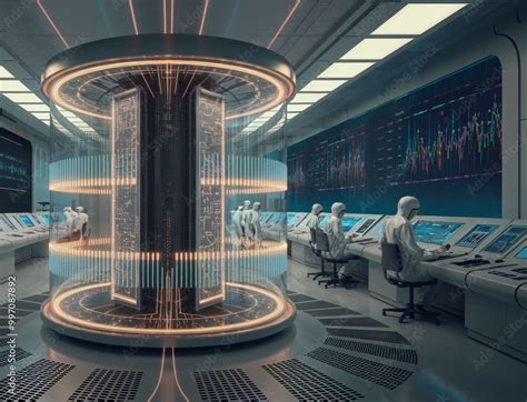Futuristic Data Center A Sterile High Tech Environment Where Data