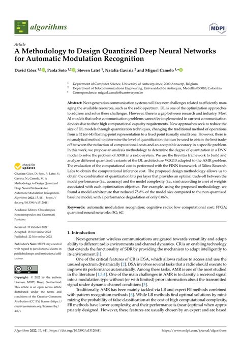 Pdf A Methodology To Design Quantized Deep Neural Networks For