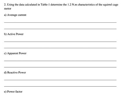 solved data table1 2 using the data calculated in table 1
