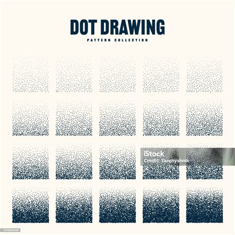 사각형 모양의 점선 개체 빈티지 스티플 요소 점각 점을 사용하여 음영을 그리는 도트워크 하프 톤 붕괴 효과 백색 소음 거친 질감