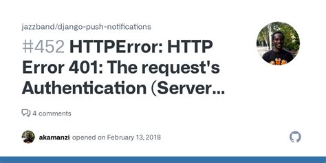 error error 401 the request s authentication server key contained an invalid or