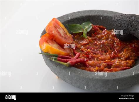 Traditional Indonesian Culinary Food Sambal Hot Spicy Sauce Stock