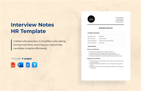 Interview Notes HR Template In Word PDF Google Docs Download Template Net
