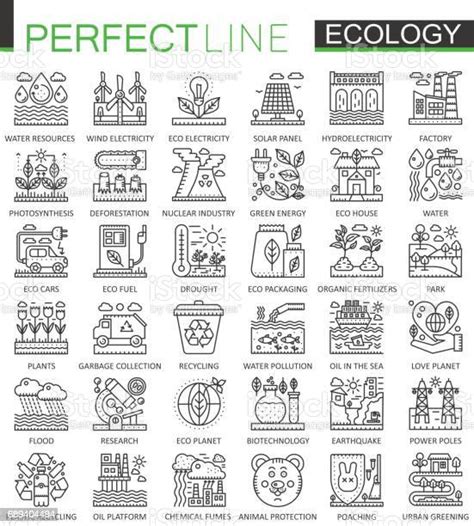 생태 기술 개요 개념 기호입니다 완벽 한 얇은 라인 아이콘입니다 현대 선 선형 스타일 그림을 설정합니다 0명에 대한 스톡 벡터 아트 및 기타 이미지 Istock