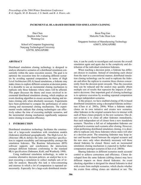 pdf incremental hla based distributed simulation cloning