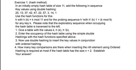 Solved Exercise 1 Hash Method In An Initially Empty Hash