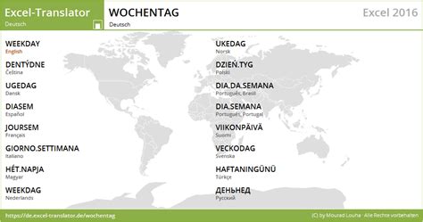 Wochentag • Excel Translator