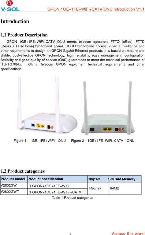 Guangzhou V Solution Telecommunication Technology V2802gw Fiber Router User Manual Vs