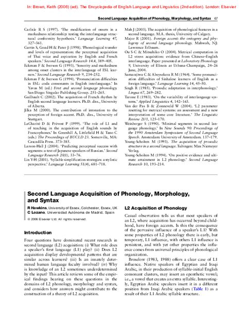 Pdf Second Language Acquisition Of Phonology Morphology And Syntax