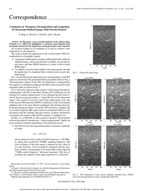 Pdf Comments On Frequency Decomposition And Computing Of Ultrasound Medical Images With