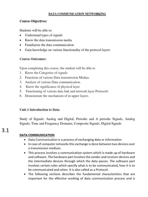 Dcn Unit 1 Download Free Pdf Signal To Noise Ratio Bandwidth