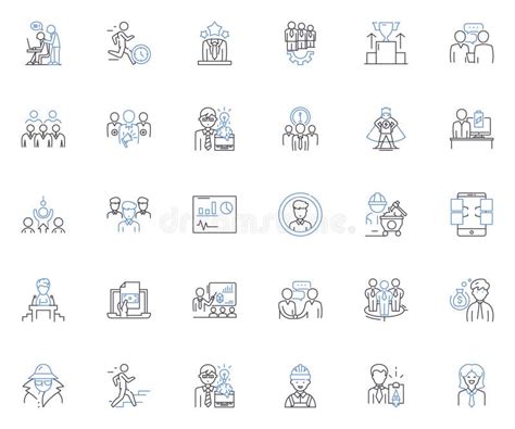 Occupation Line Icons Collection Engineer Lawyer Doctor Chef Teacher Carpenter Athlete