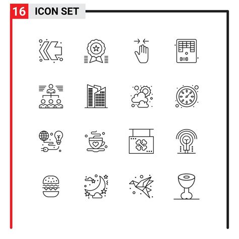 Set Of 16 Modern Ui Icons Symbols Signs For Businessman Game Hand Fun