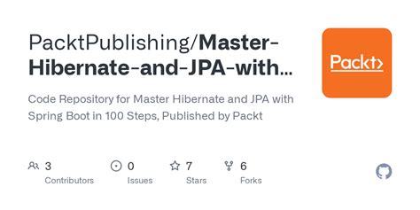 Github Packtpublishingmaster Hibernate And Jpa With Spring Boot In 100 Steps Code Repository
