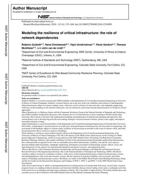 PDF Modeling The Resilience Of Critical Infrastructure The Role Of Network Dependencies