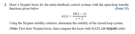 Solved Draw A Nyquist Locus For The Unity Feedback Control