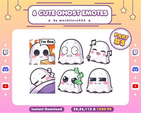 6x Cute Ghost Emotes Part 5 Chibi Emotes Halloween Emotes Cute Emotes Youtube Emote