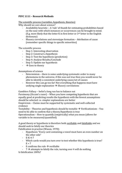 Psyc 1111 Research Methods Notes Psyc1111 Measuring Mind And