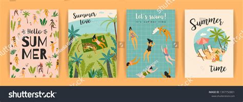 재미있는 여름 그림을 사용한 벡터 템플릿여름철 스톡 벡터로열티 프리 1397750801 Shutterstock
