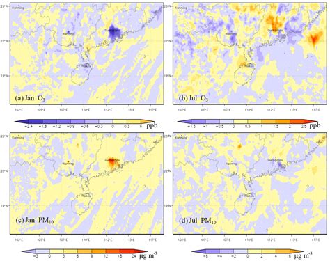 The Spatial Distributions Of Monthly Averaged Differences For Surface O