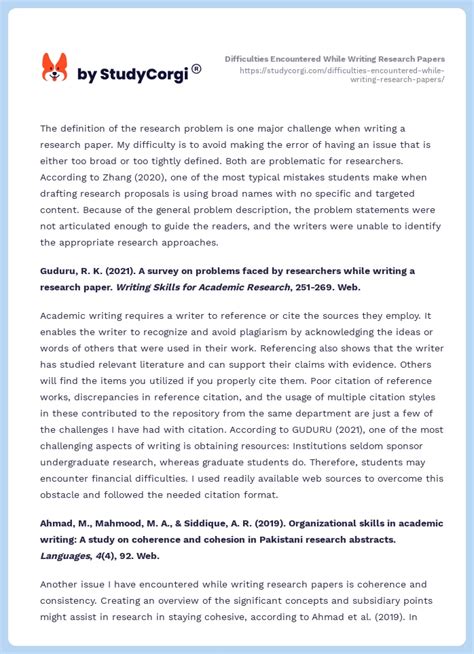 Difficulties Encountered While Writing Research Papers Free Essay Example