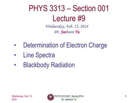 Ppt Phys 3313 Section 001 Lecture 9 Powerpoint Presentation Free