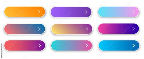 Web Buttons Flat Design Template With Color Gradient And Thin Line