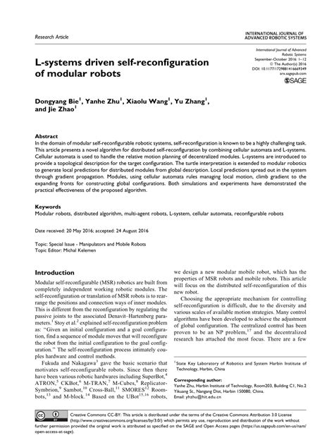 Pdf L Systems Driven Self Reconfiguration Of Modular Robots