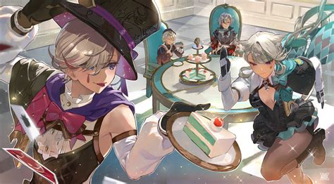 Arlecchino Lynette Lyney And Freminet Genshin Impact Drawn By