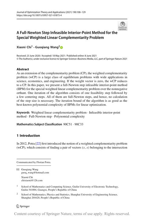 A Full Newton Step Infeasible Interior Point Method For The Special Weighted Linear