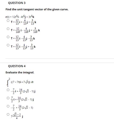solved find the unit tangent vector of the given curve