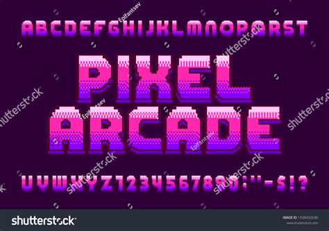 Pixel Arcade Alphabet Font D Pixel Image Vectorielle De Stock Libre De Droits