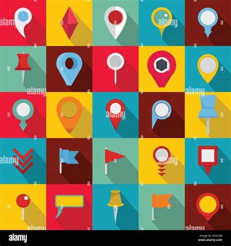 Map Pointer Icons Set Flat Illustration Of 25 Map Pointer Vector Icons