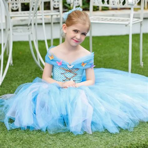 Princess Tutu Full Length Cinderella Dress Flower Girls Tutu Dress Princess Birthday Party Dress