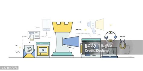 Inbound Marketing Related Line Style Banner Design For Web Page