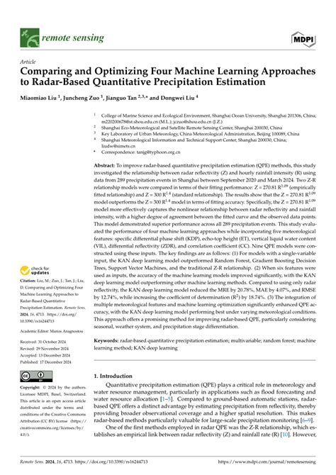Pdf Comparing And Optimizing Four Machine Learning Approaches To Radar Based Quantitative