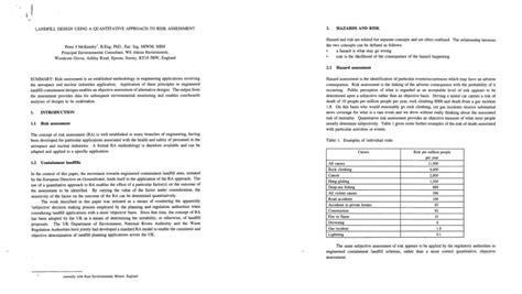 Pdf Landfill Design Using A Quantative Approach To Risk Assessment