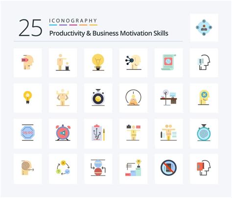 Productivity And Business Motivation Skills 25 Flat Color Icon Pack Including Human Assortment
