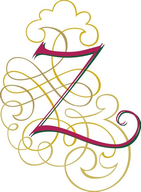 대문자 Z 모노그램 멋진 꽃 초기 알파벳 문자 빈티지 선조 장식입니다 프리미엄 벡터