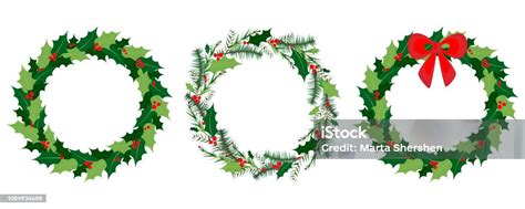 벡터 크리스마스 화 환 겨울 꽃 요소와 설정 계절 인사말 카드입니다 벡터 일러스트 레이 션 아이비에 대한 스톡 벡터 아트 및 기타 이미지 Istock