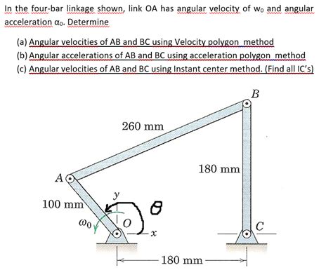Solved In The Four Bar Linkage Shown Link OA Has Angular Chegg Com