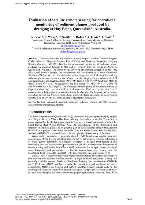 Pdf Evaluation Of Satellite Remote Sensing For Operational Monitoring
