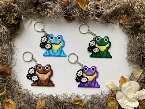 Froggy Keychain Mini Perler Beads Etsy